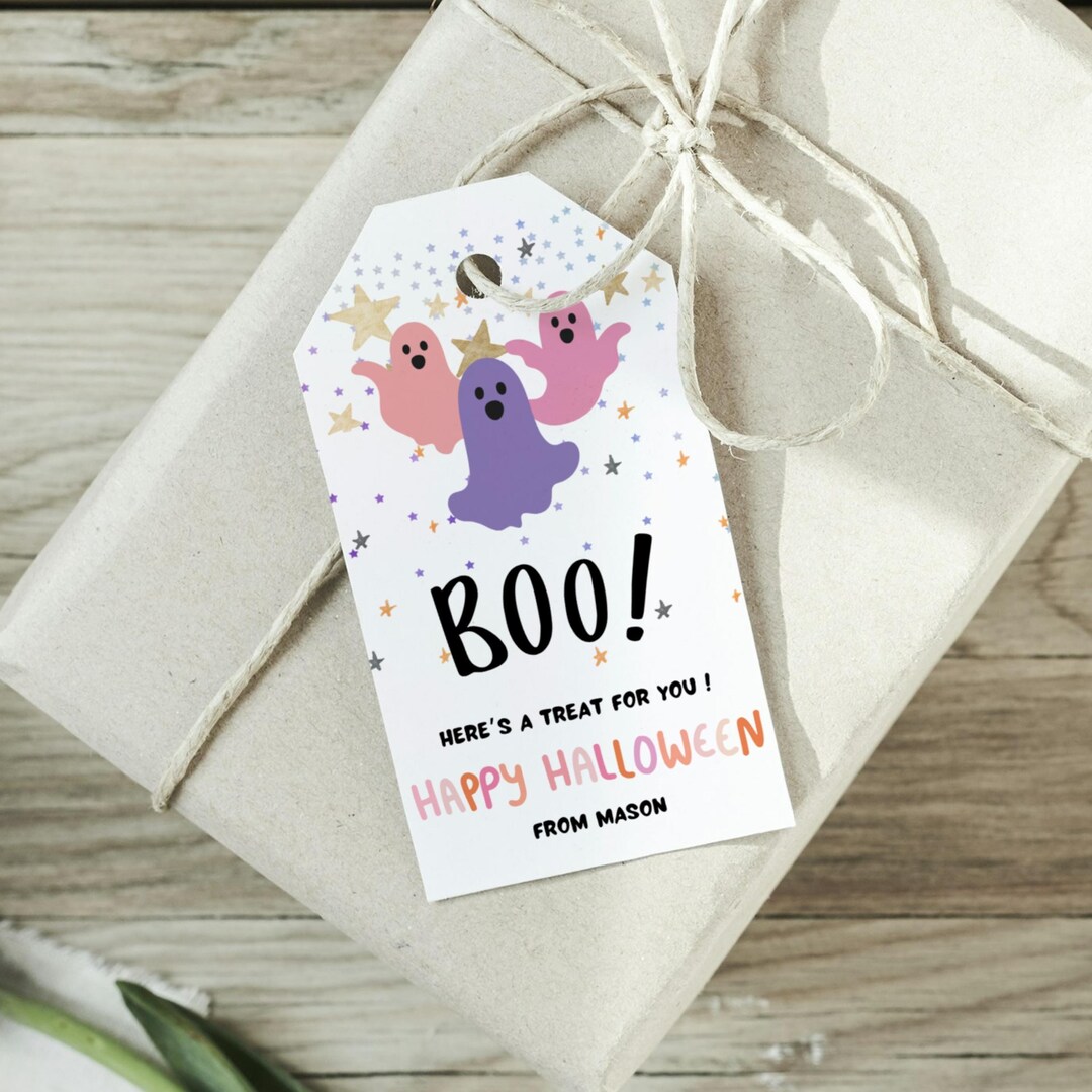 Editable Halloween Gift Tag, Halloween Favor Tag, Trick or Treat Favor ...