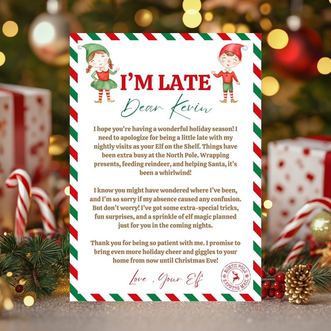Editable Elf I'm Late Arrival Letter, Christmas Elf Last Minute Letter ...