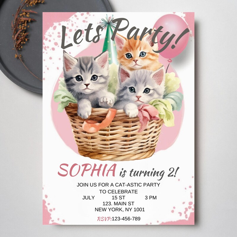 Cat Invitation - Etsy