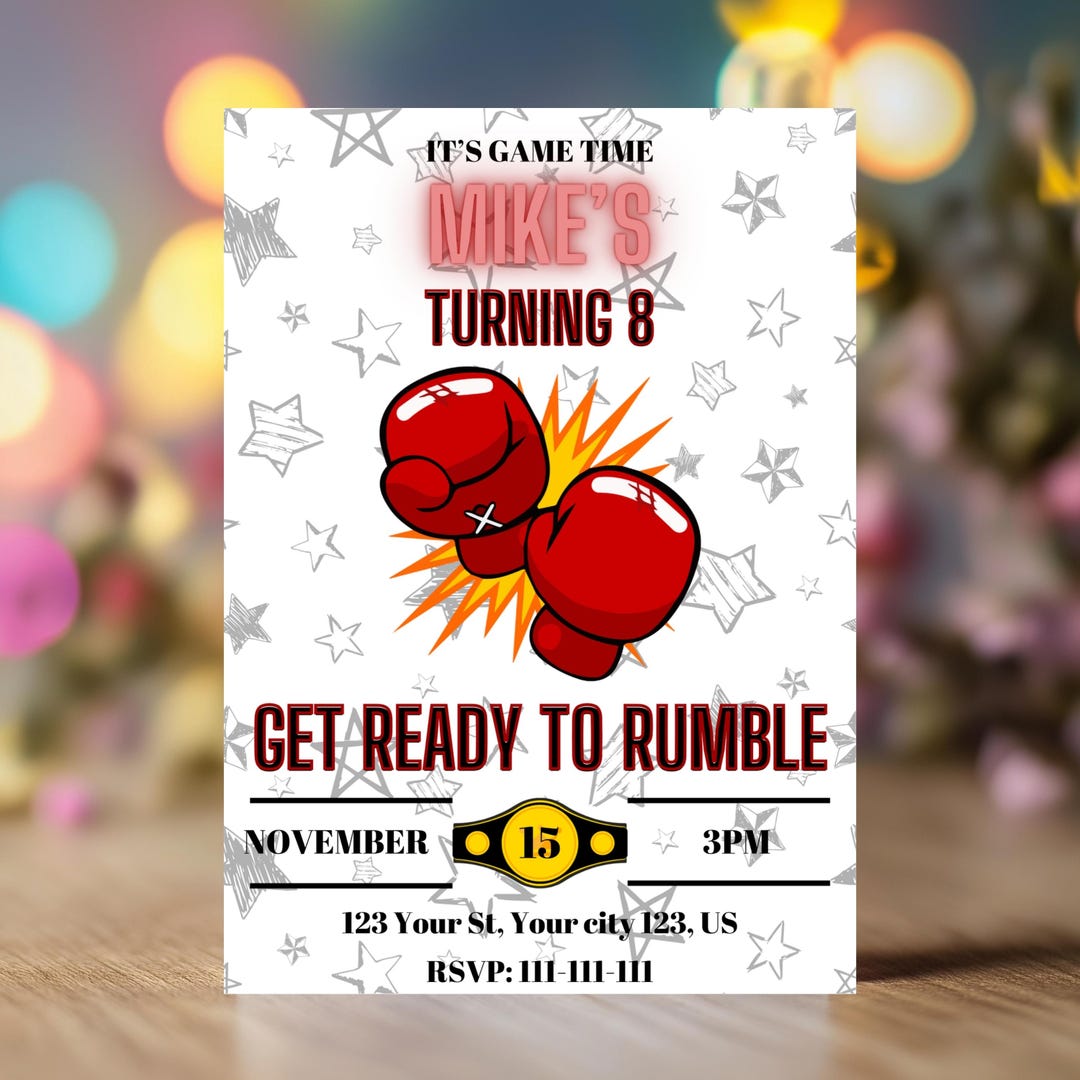 Editable Boxing Birthday Invitation, Any Age Boxing Ticket Birthday ...