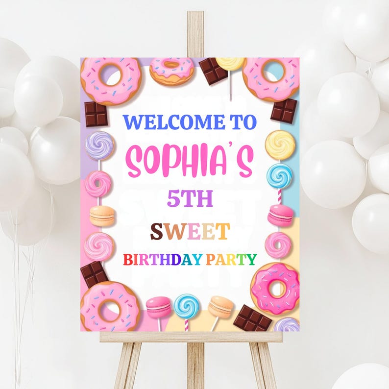 Editable Sweets Candy Welcome Sign Template, Sweets Birthday Custom ...