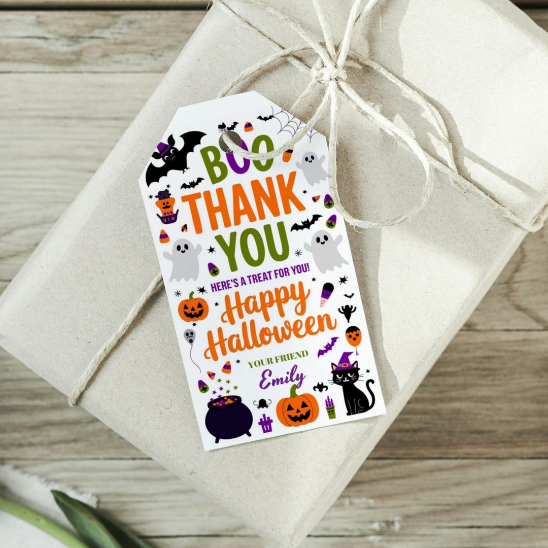 EDITABLE Halloween Gift Tag, Halloween Favor Tag, Trick or Treat Favor ...