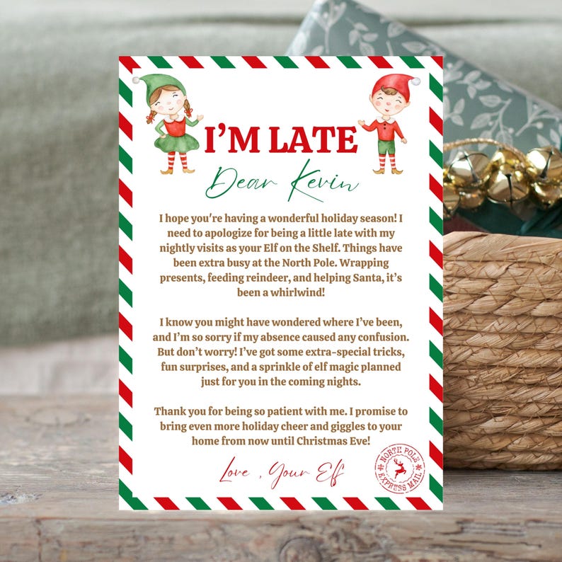 Editable Elf I'm Late Arrival Letter, Christmas Elf Last Minute Letter ...