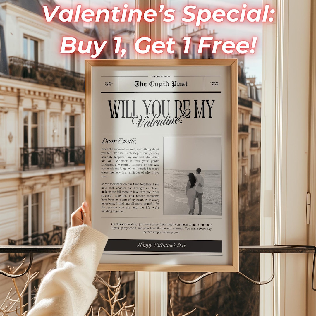 Personalized Love Letter Newspaper Print, Custom Valentines Day Gift ...