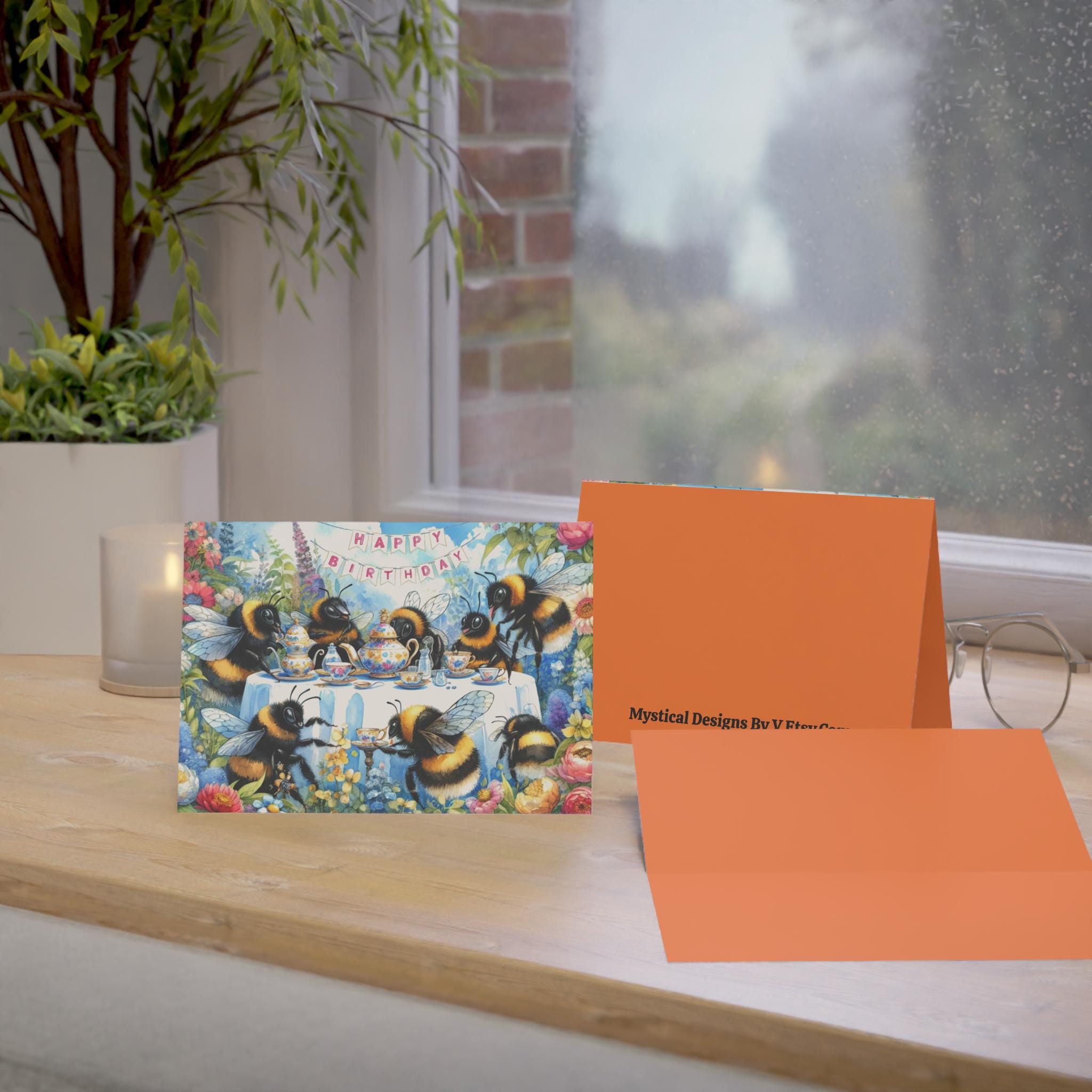 Watercolor Bumble Bee Tea Party Happy Birthday Whimsical, Card Cute ...