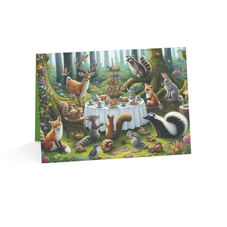 Woodland Animals Tea Party Note Card : Forest Stationery - Etsy