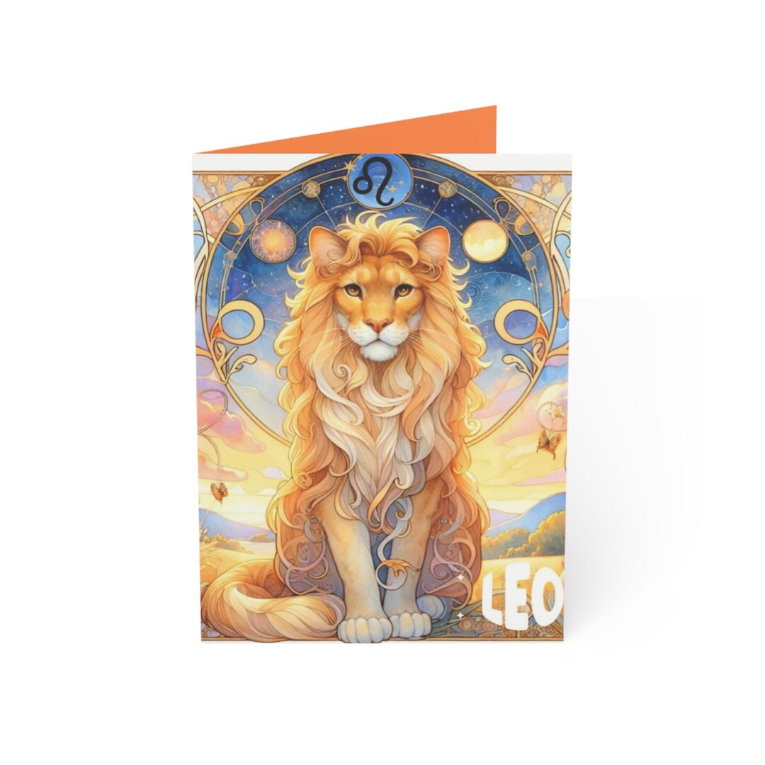 LEO Zodiac Watercolor Card: Celestial Astrology Birthday Greeting - Etsy