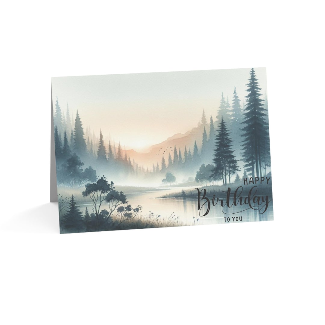 Serene Lake Happy Birthday to You Greeting Card, Trees, Peaceful ...