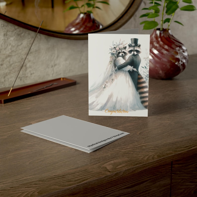 Raccoon Wedding Card: Watercolor Anniversary Congratulations Note - Etsy