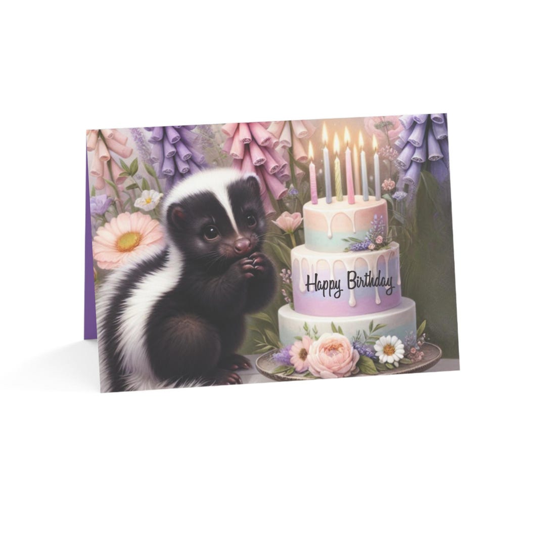Baby Skunk Birthday Card: Watercolor Animal Theme - Etsy