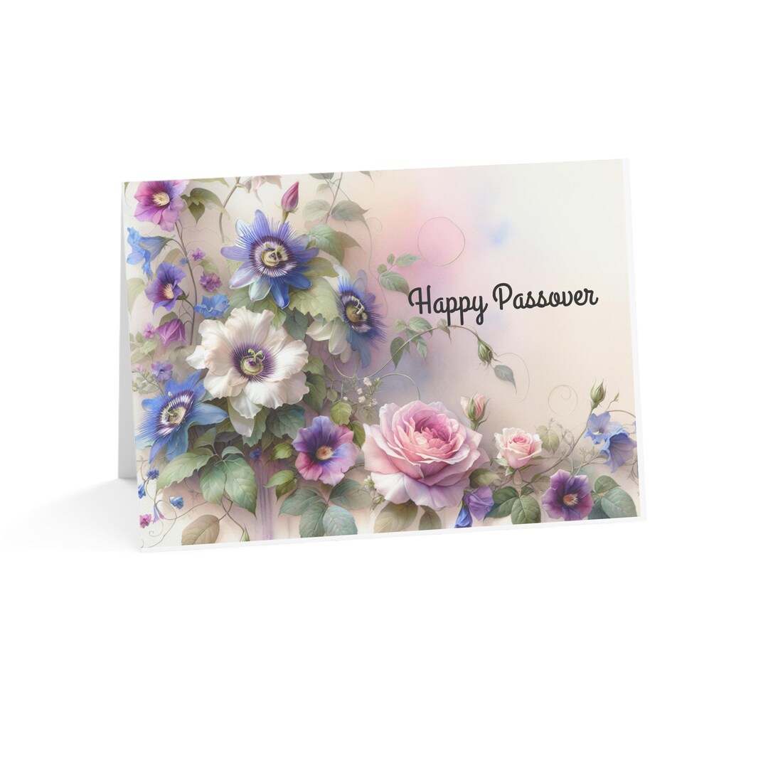Watercolor Floral Passover Card, Jewish Holiday Celebration - Etsy