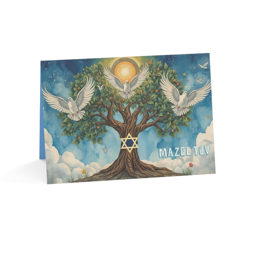 Mazel Tov Tree of Life Watercolor Greeting Card: Jewish Celebration - Etsy
