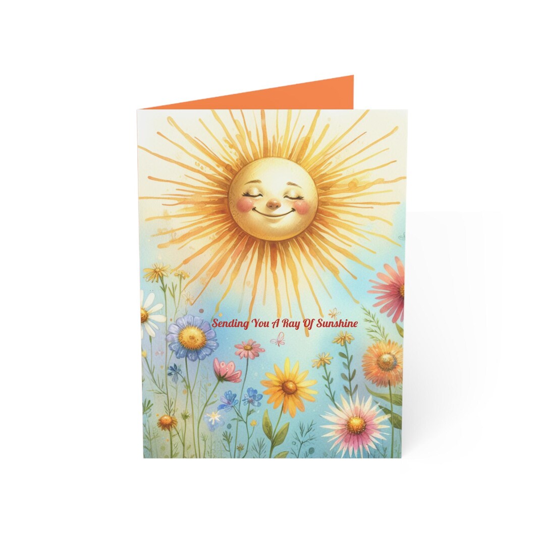 Watercolor Smiling Sun Card: Encouragement Note Card - Etsy