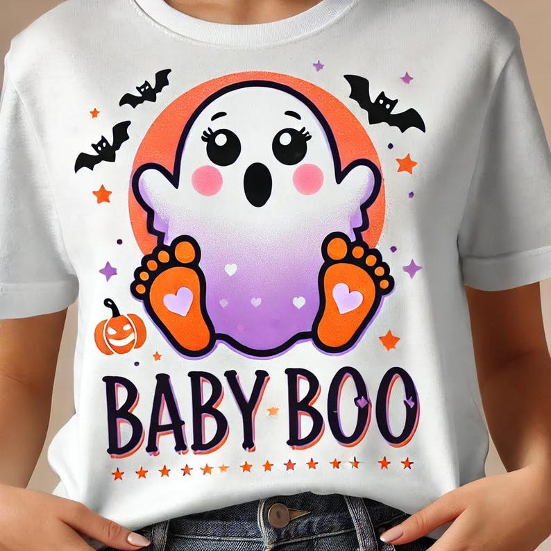Baby Boo Ghost Halloween Gender Reveal Shirt Cute Pregnancy ...