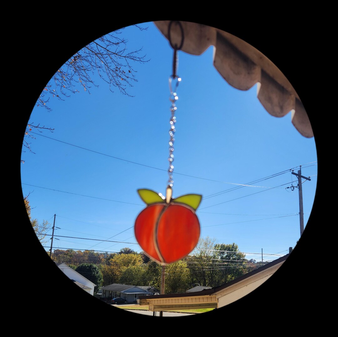 Handmade Stained Glass Peach Suncatcher Cute Fruit Window Decor - Etsy