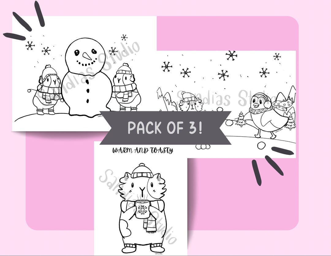 Winter Coloring Page Kawaii Guinea Pig Print Cute Coloring Page Kids ...