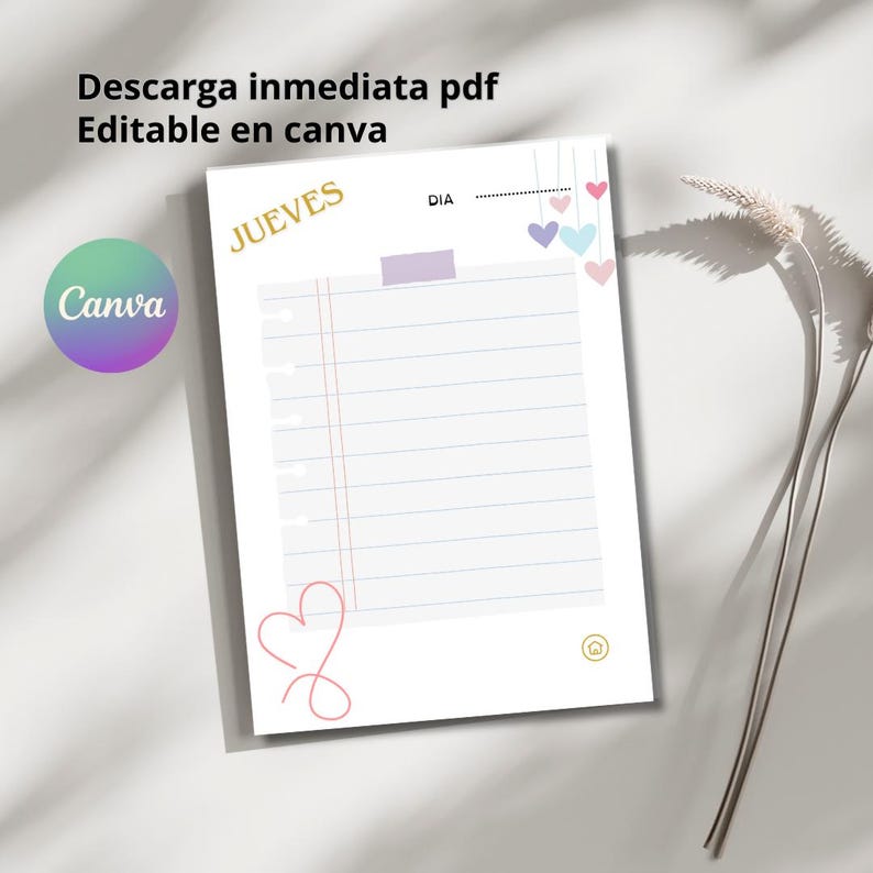 Planeador semanal pdf editable en canva, plantilla editable ...