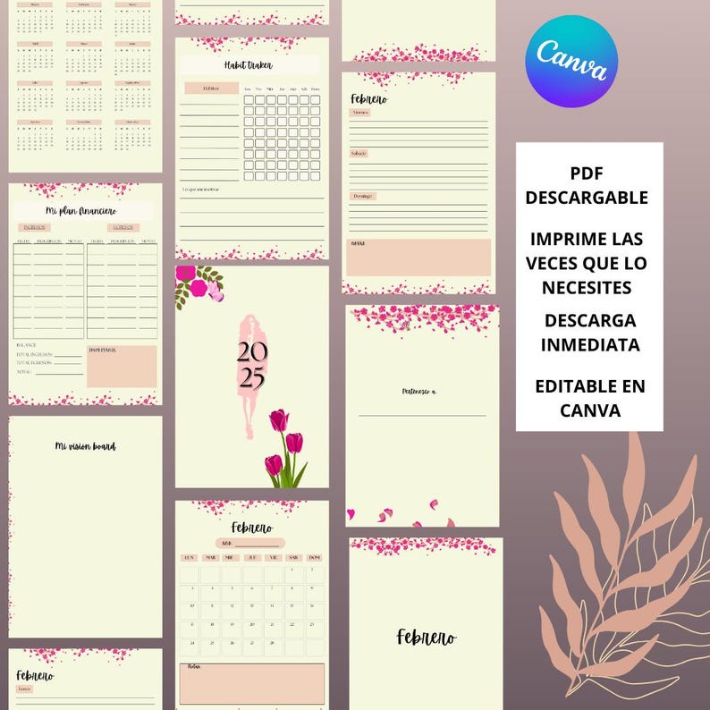 Agenda 2025, planner 2025, editable en canva, digital e imprimible, pdf ...