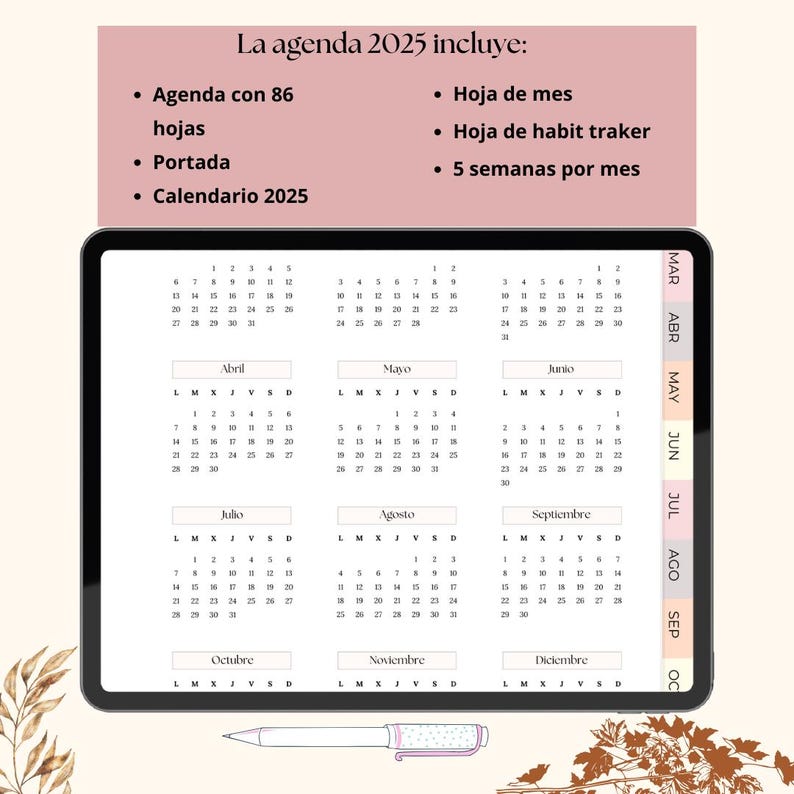 Agenda 2025, planner 2025, editable en canva, digital e imprimible, pdf ...