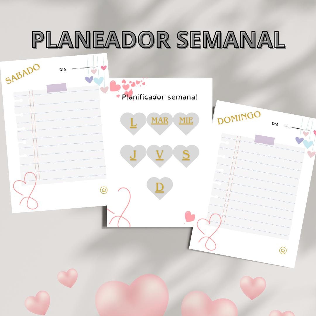 Planeador semanal pdf editable en canva, plantilla editable ...