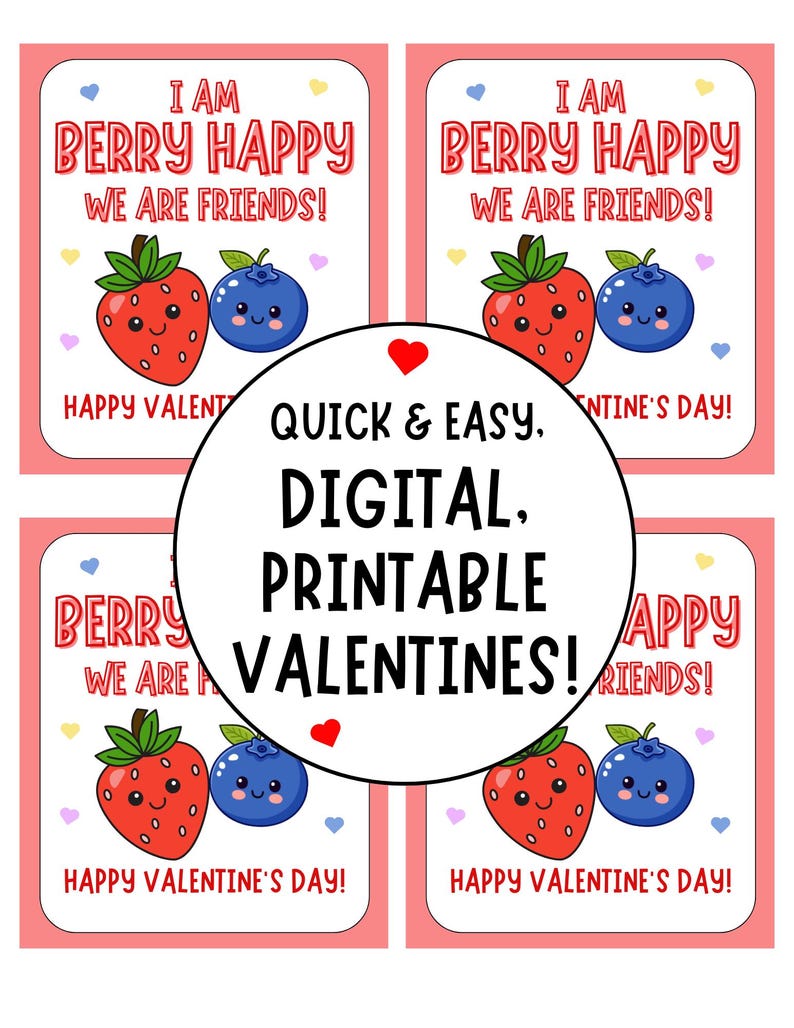 Fruit Snack Printable Valentine Tag, Valentine's Day Digital Download ...