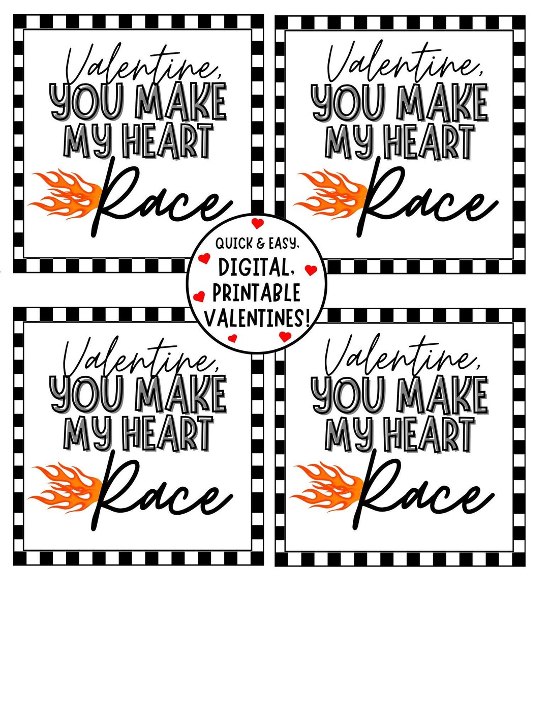 Hot Wheels Race Car Valentine's Day Card "you Make My Heart Race ...