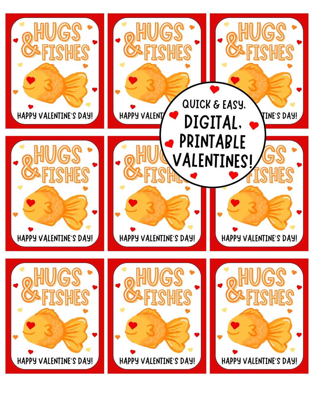 Goldfish Crackers Valentine's Day Card "hugs and Fishes" Digital ...