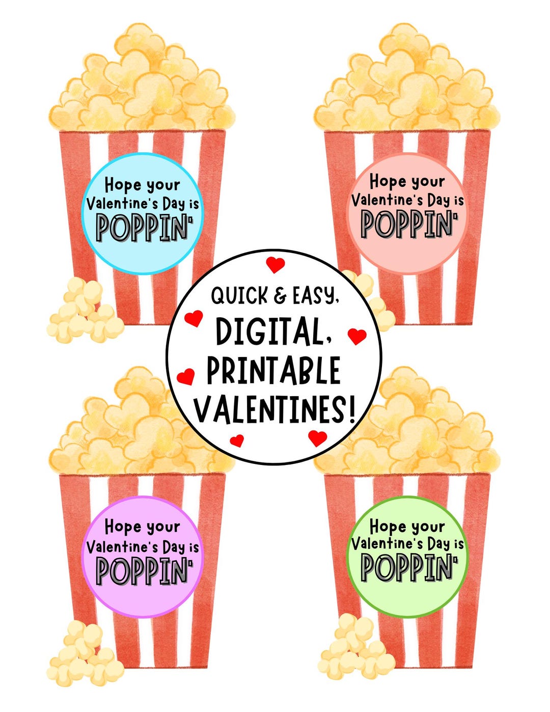 Popcorn Printable Valentine's Day Card "hope Your Valentine's Day is ...