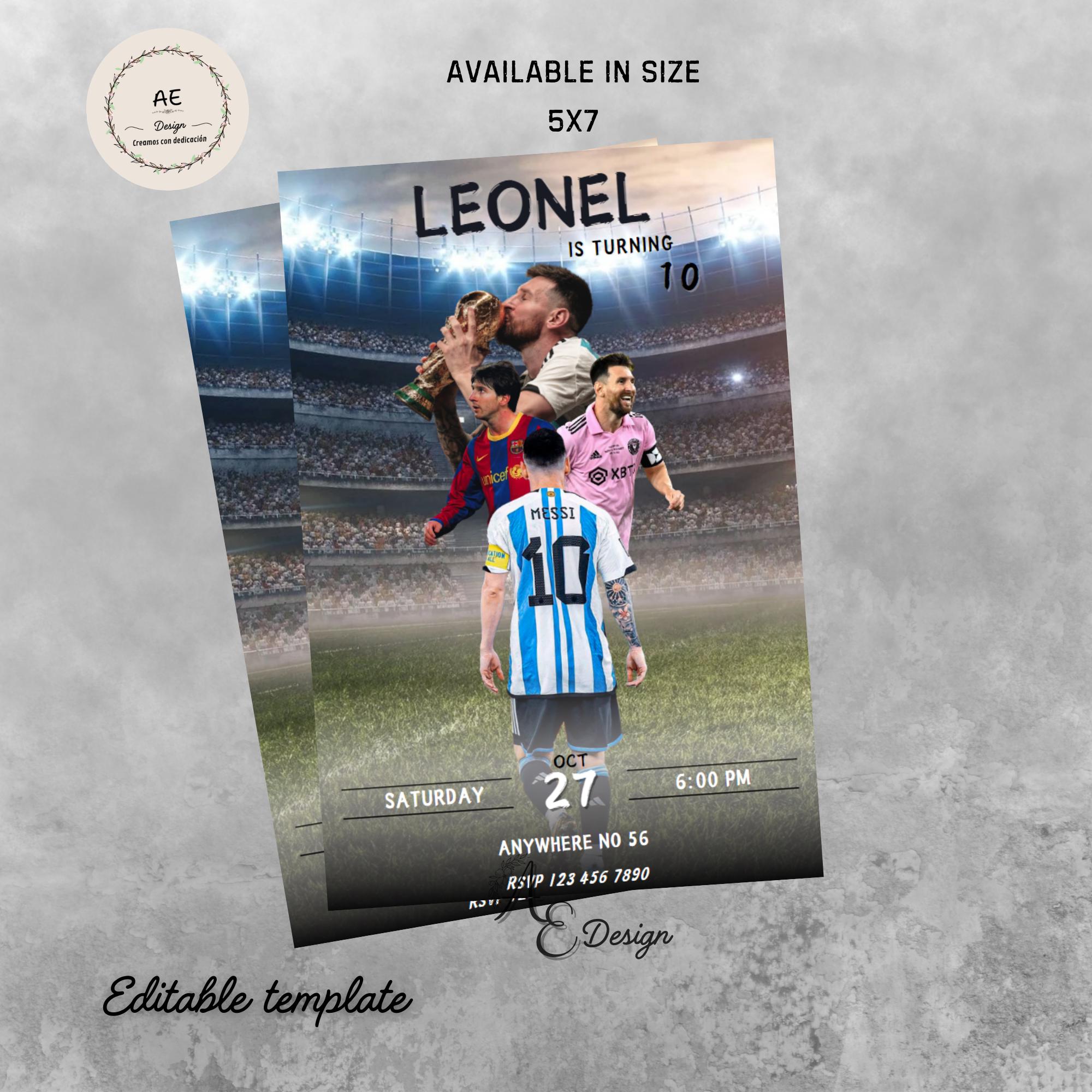 Invitación De Cumpleaños Digital Editable Leonel Messi Fiesta De ...