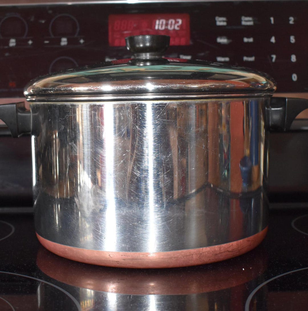 Revere Ware 6 Quart 5 1/2 Tall Stock Pot With Lid Copper Bottom Post ...