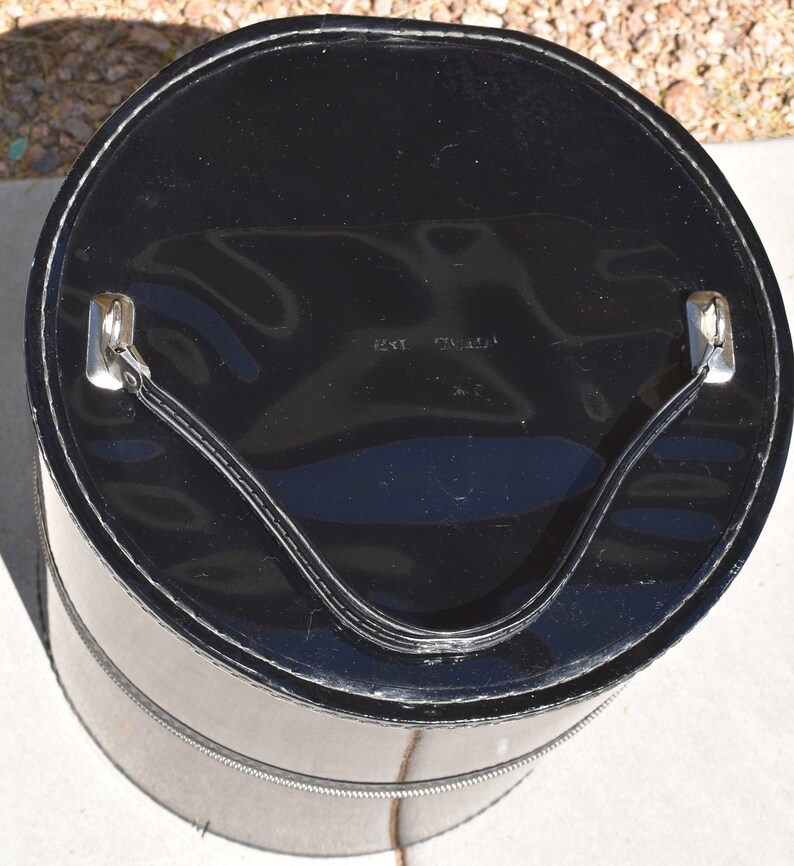 Vintage Black Patent Leather Hat Box Luggage FREE SHIPPING - Etsy