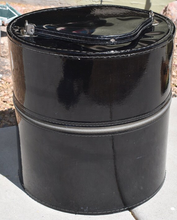 Vintage Black Patent Leather Hat Box Luggage FREE SHIPPING | Etsy