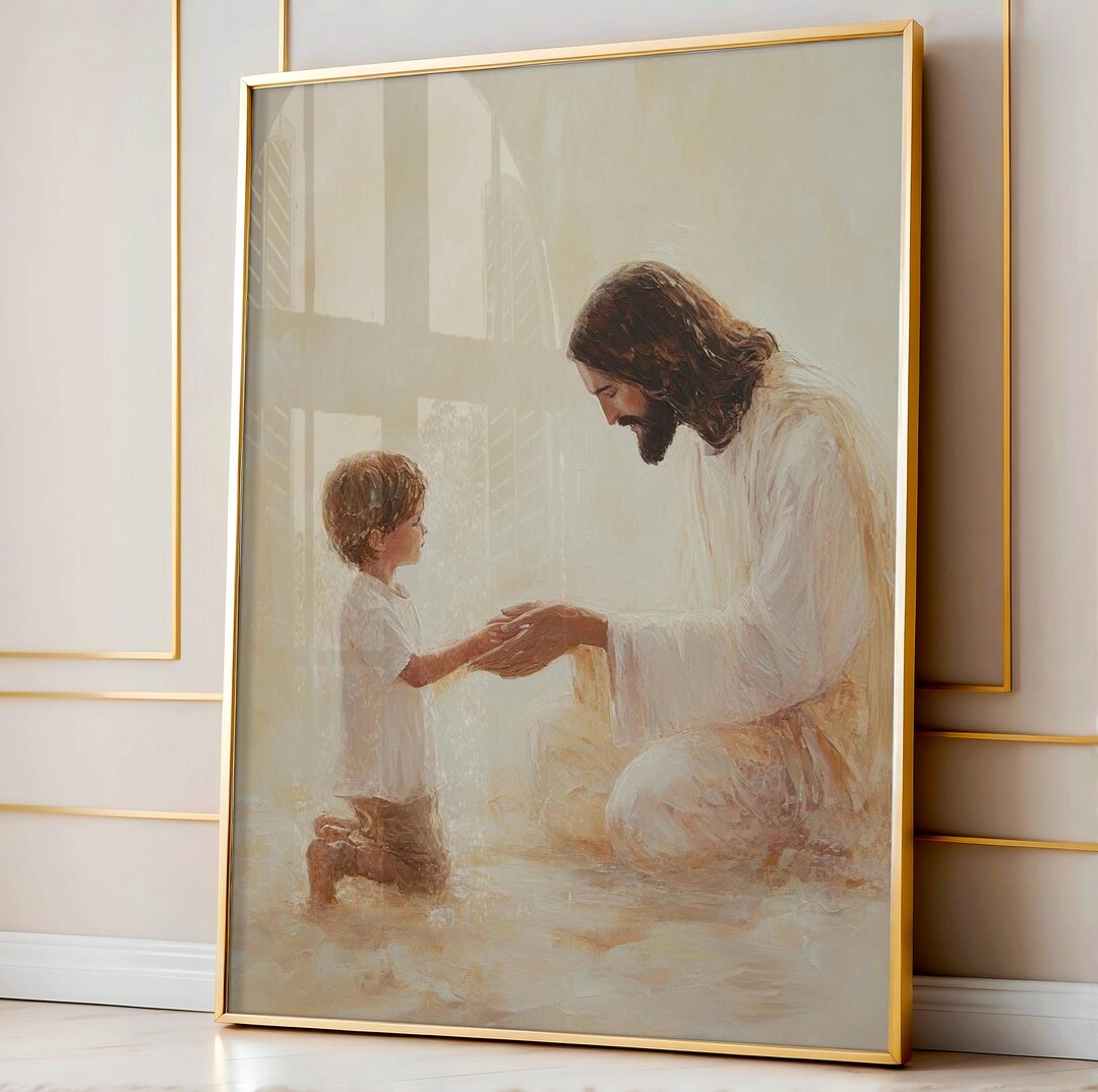 Jesus and Little Boy Praying, Christian Art, Jesus and Boy, Jesus and ...