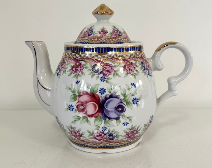 Vintage Lefton Teapot With Purple and Pink Flowers 1993 #08030 - Etsy