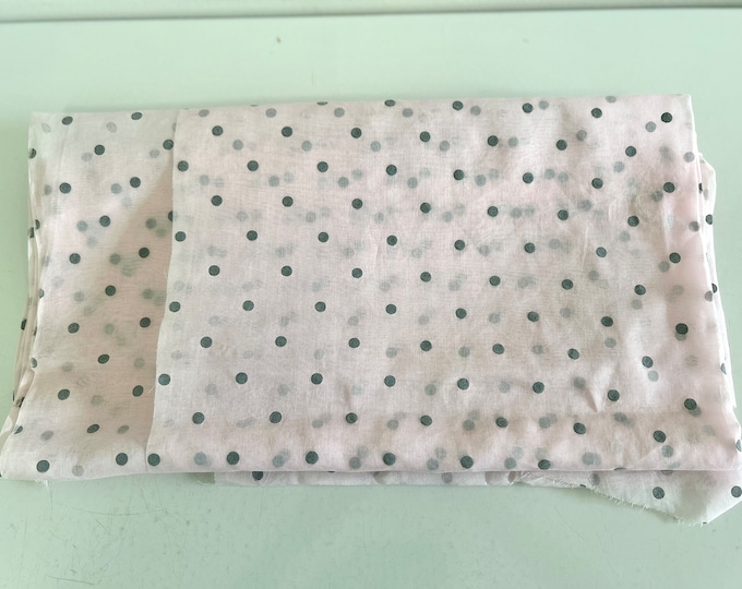 Vintage Cotton Organdy Fabric Pink With Gray Flocked Polka Dots 2 ...