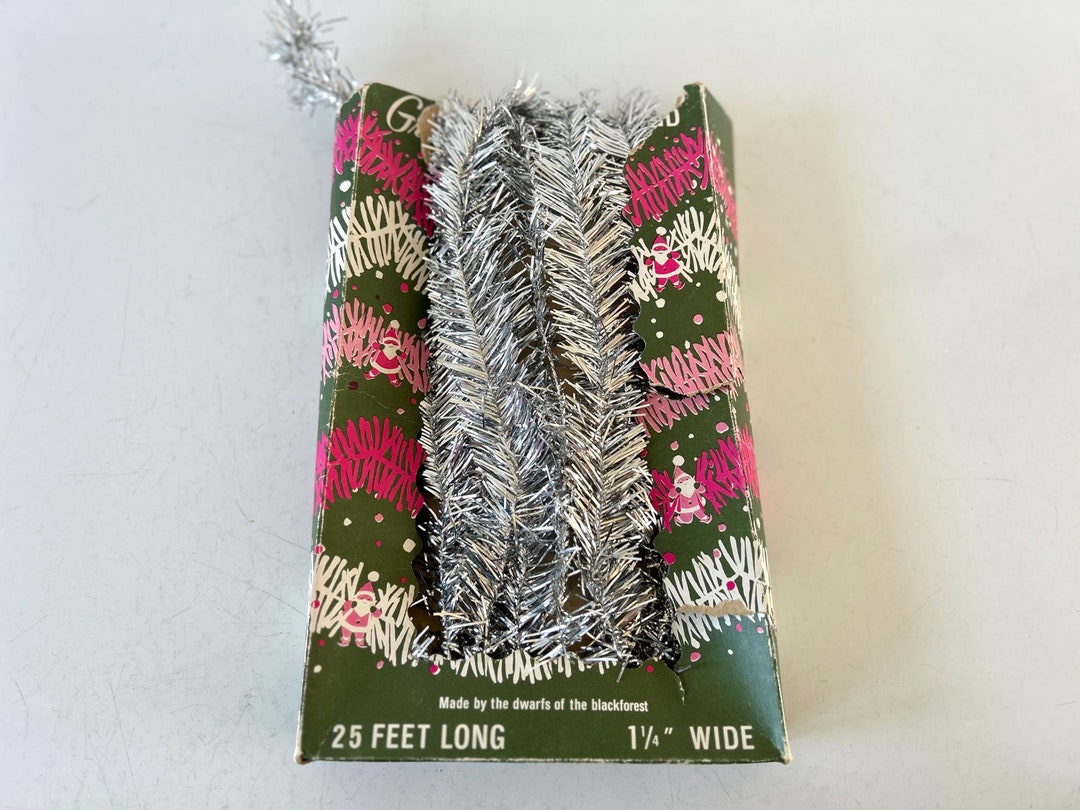 Vintage Christmas Silver Tinsel Garland in Box More Than 4 Yards West ...