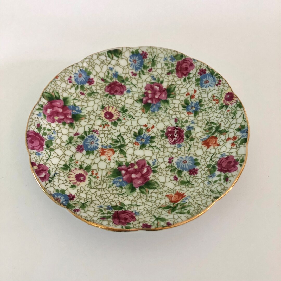 Vintage Chintz Saucer Pink Blue Flowers Lefton 2119 - Etsy