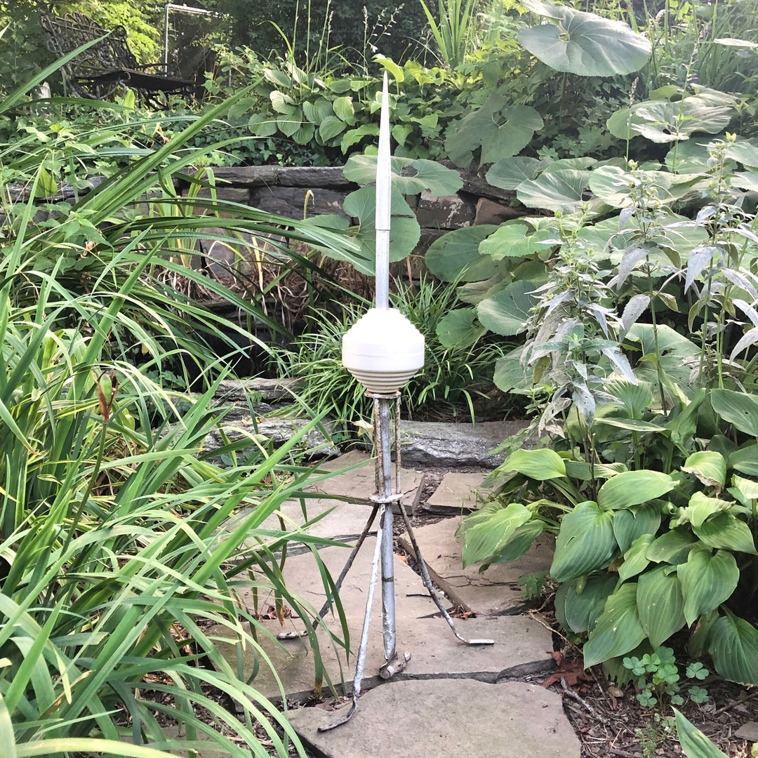 Vintage Lightning Rod With White Ribbed Porcelain or Ceramic Ball ...