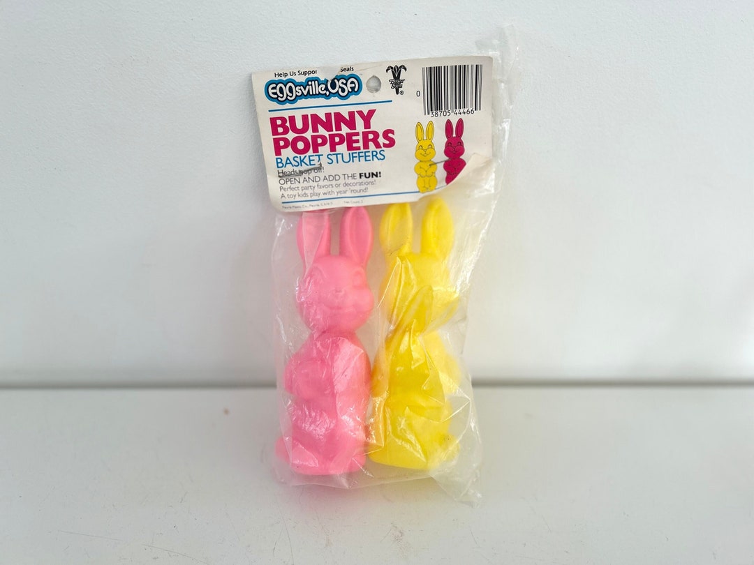 Vintage Easter Plastic Bunny Poppers Candy Containers Yellow and Pink ...