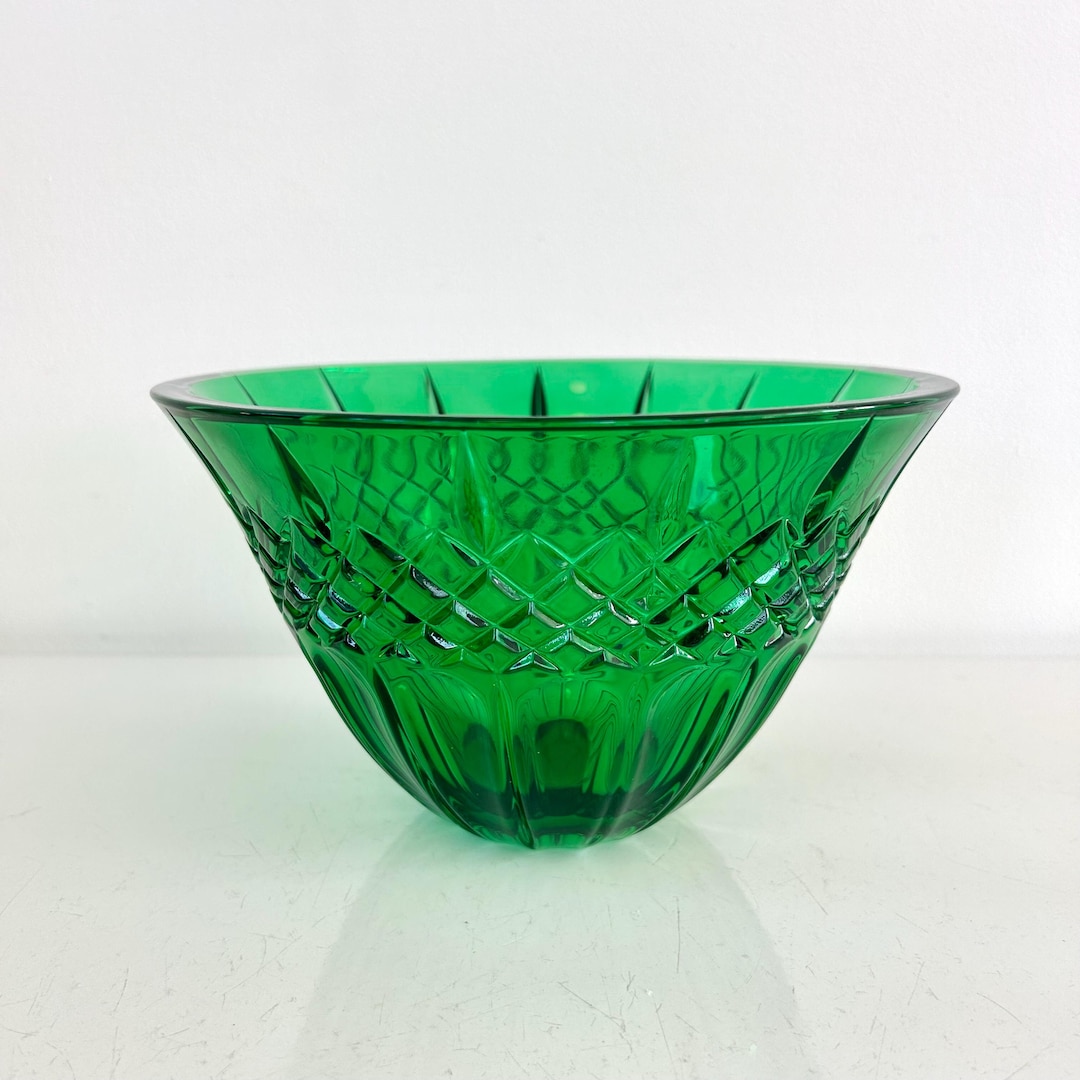 Vintage Green Pressed Glass Bowl 5" High 8" Across High Great for ...