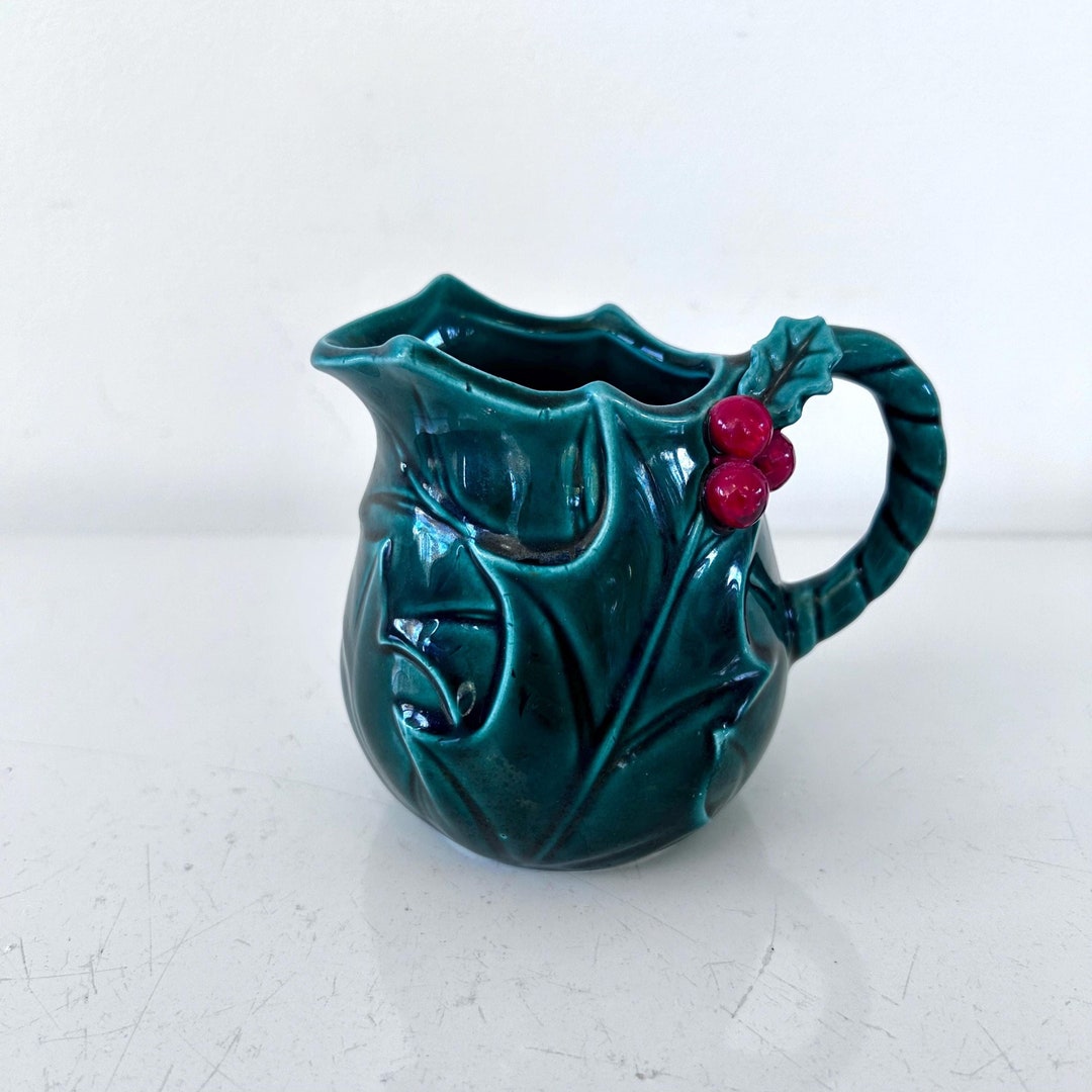 Vintage Christmas Lefton Green Holly Berry Creamer 1355 1970s - Etsy