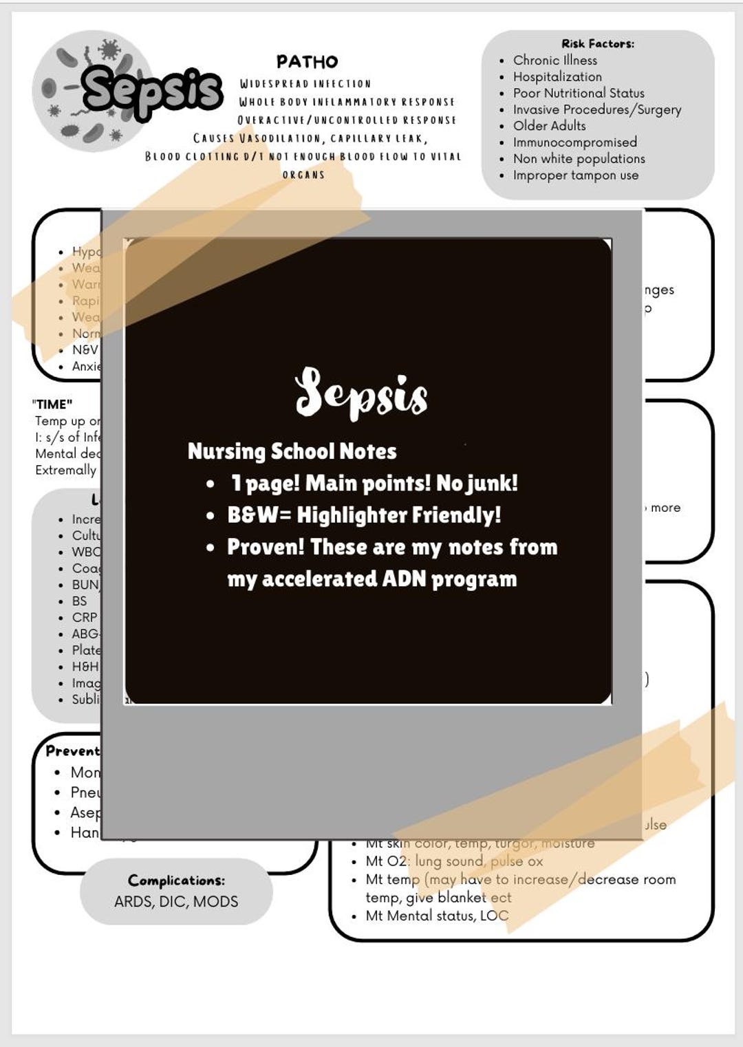Sepsis Nursing School Study Guide - Etsy