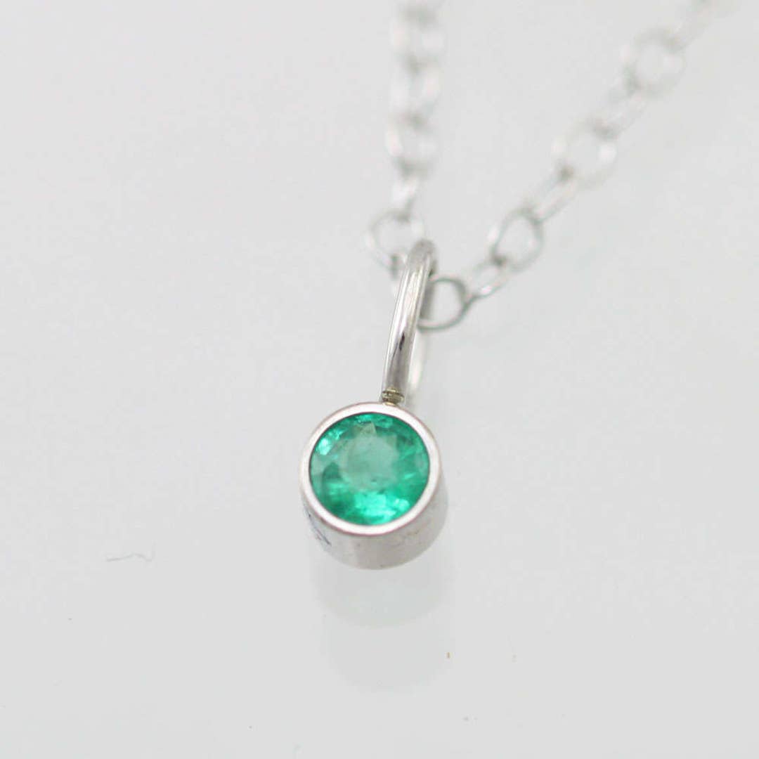 Emerald Drop Necklace in 14k White Gold - Etsy