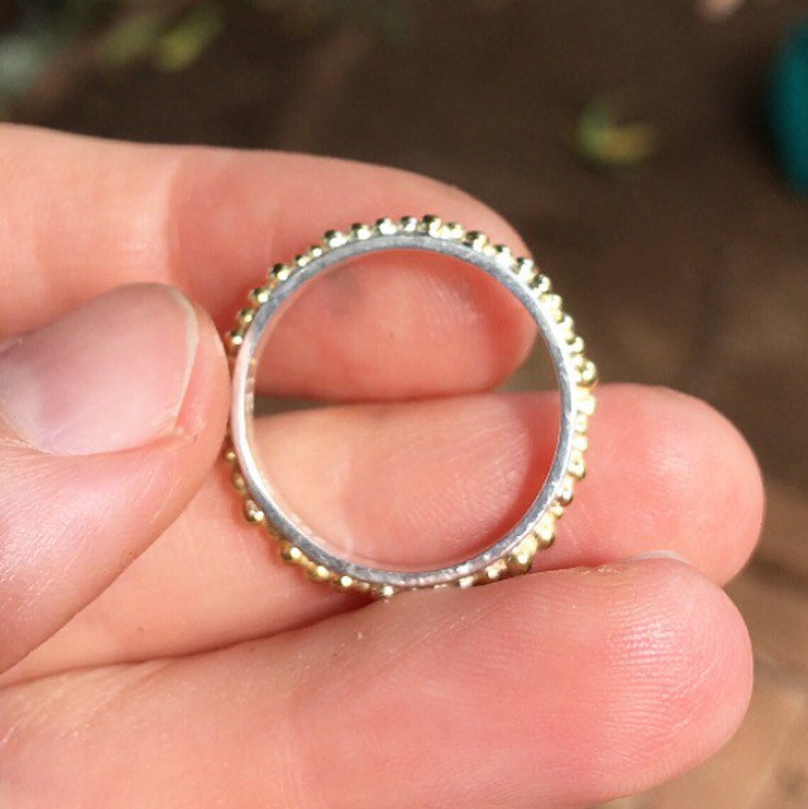 Gold Balls Halo Stacking Ring in Sterling Silver & 14ky Gold - Etsy