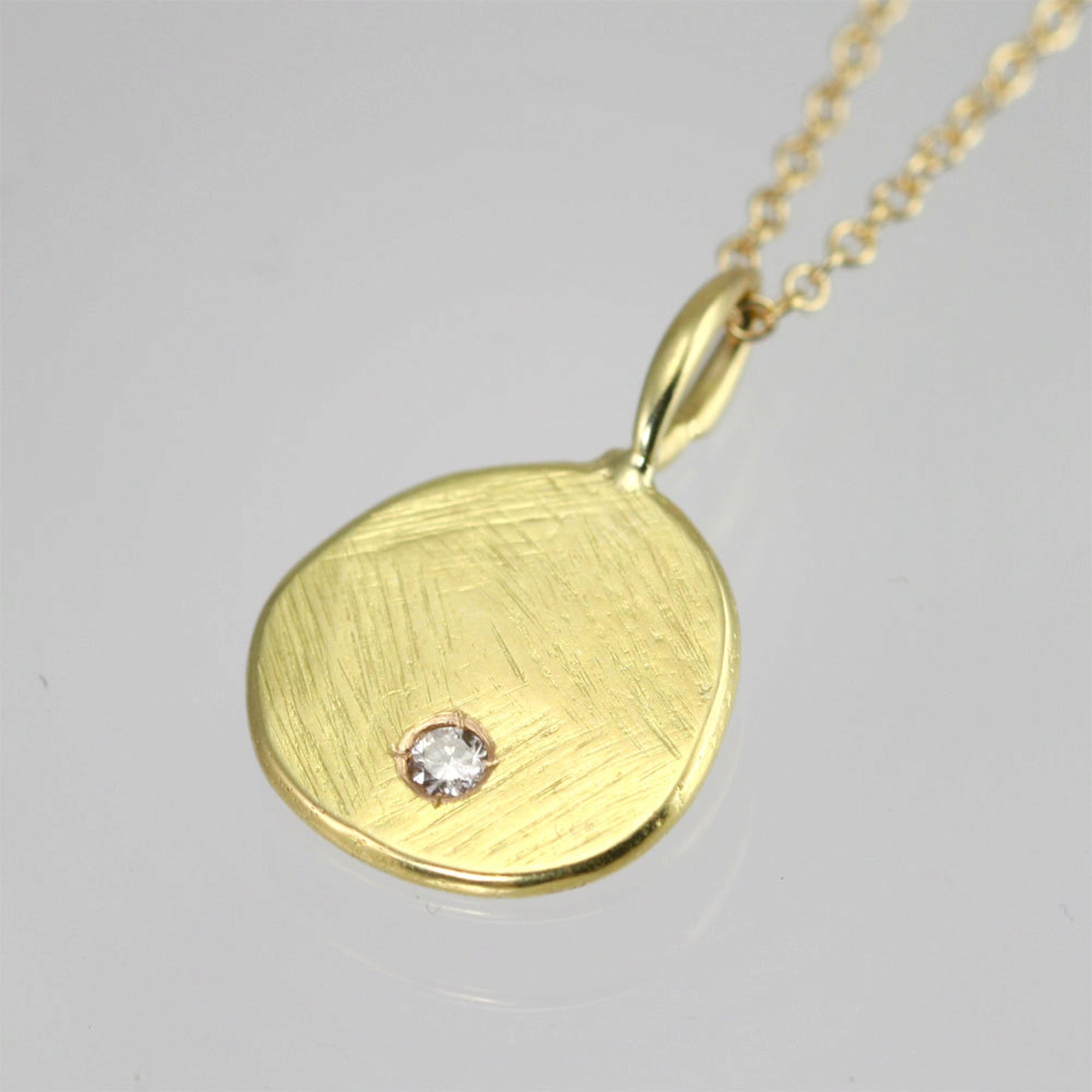 Textured Chunk Necklace in 18KY Gold and Diamond - Etsy