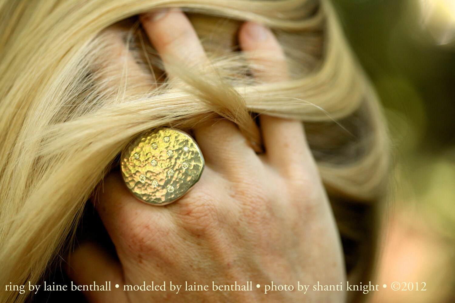 Hammered Chunk Ring With Birthstones in Sterling Silver | Etsy