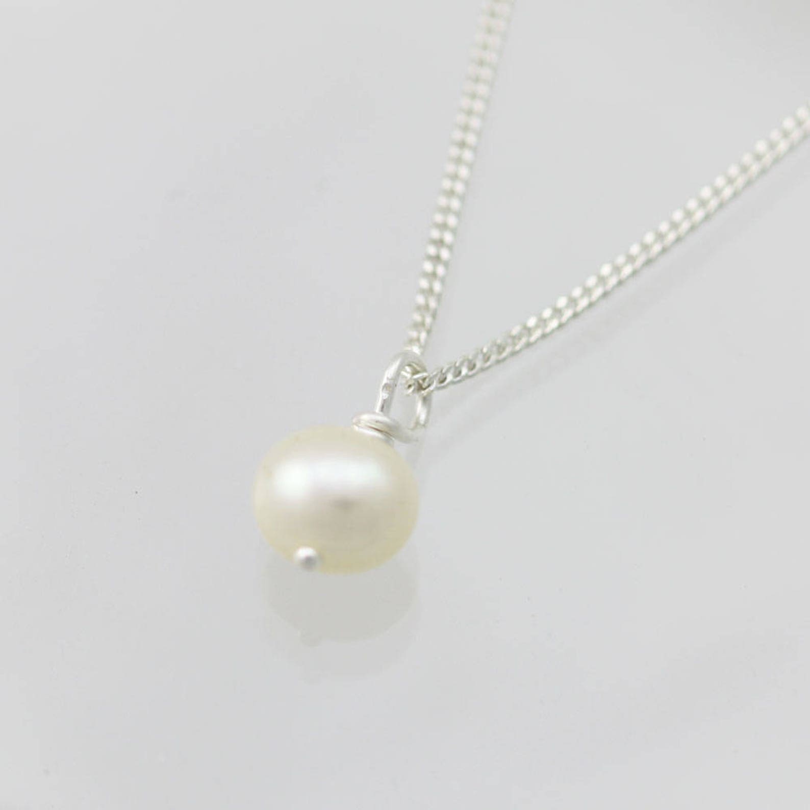 Pearl Drop Necklace in Sterling Silver - Etsy