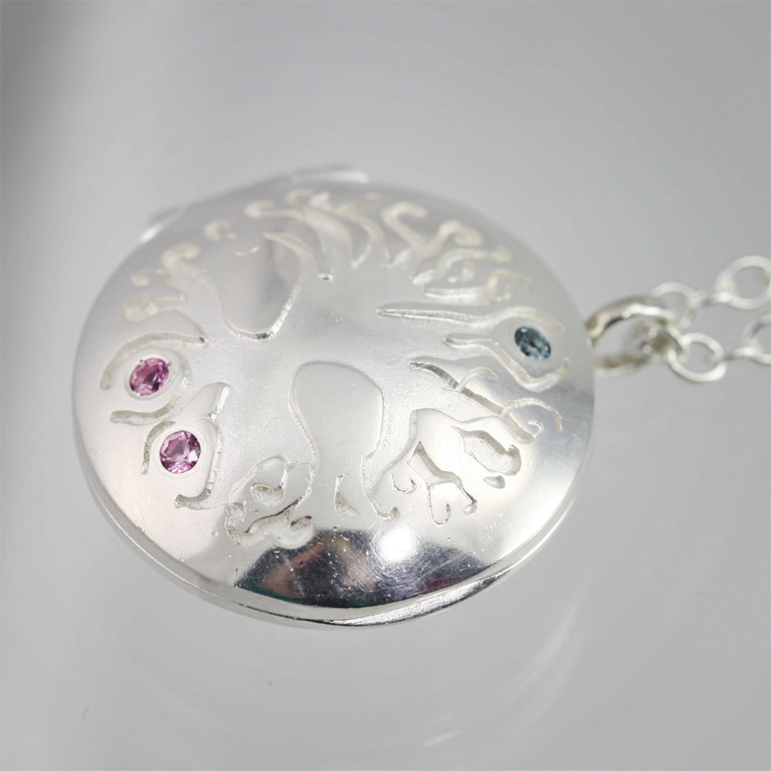 Tree of Life Mother's Locket With 3 Birthstones in Sterling Silver - Etsy