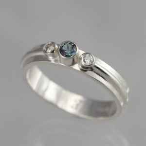 3 Stone Wrap Ring (blue Zircon, Cubic Zirconia) Made to Order - Etsy