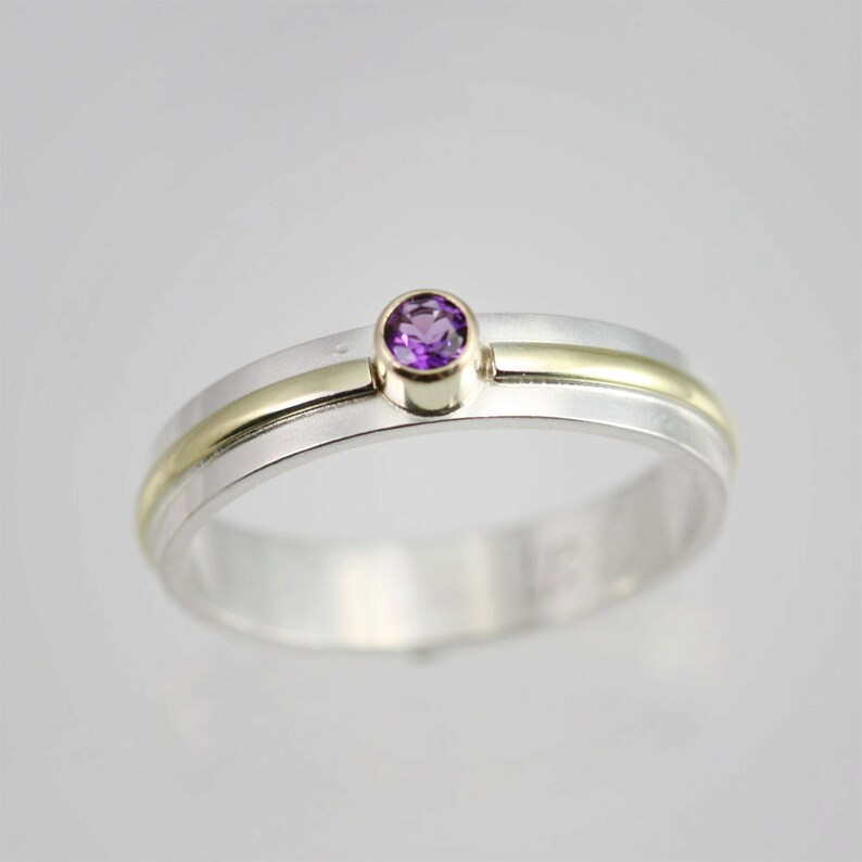 1 Stone Wrap Stacking Ring With Amethyst in 14ky Gold and - Etsy